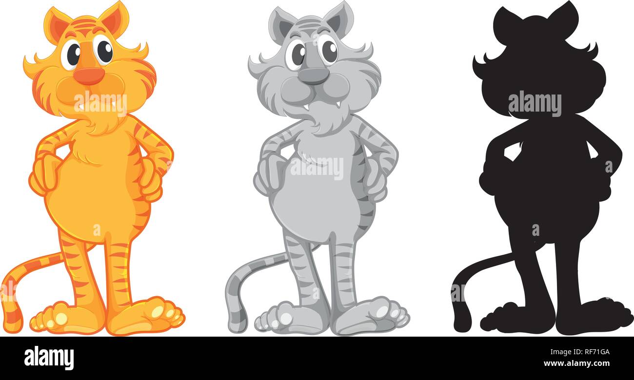 Set of cartoon tiger character illustration Stock Vector Image & Art ...