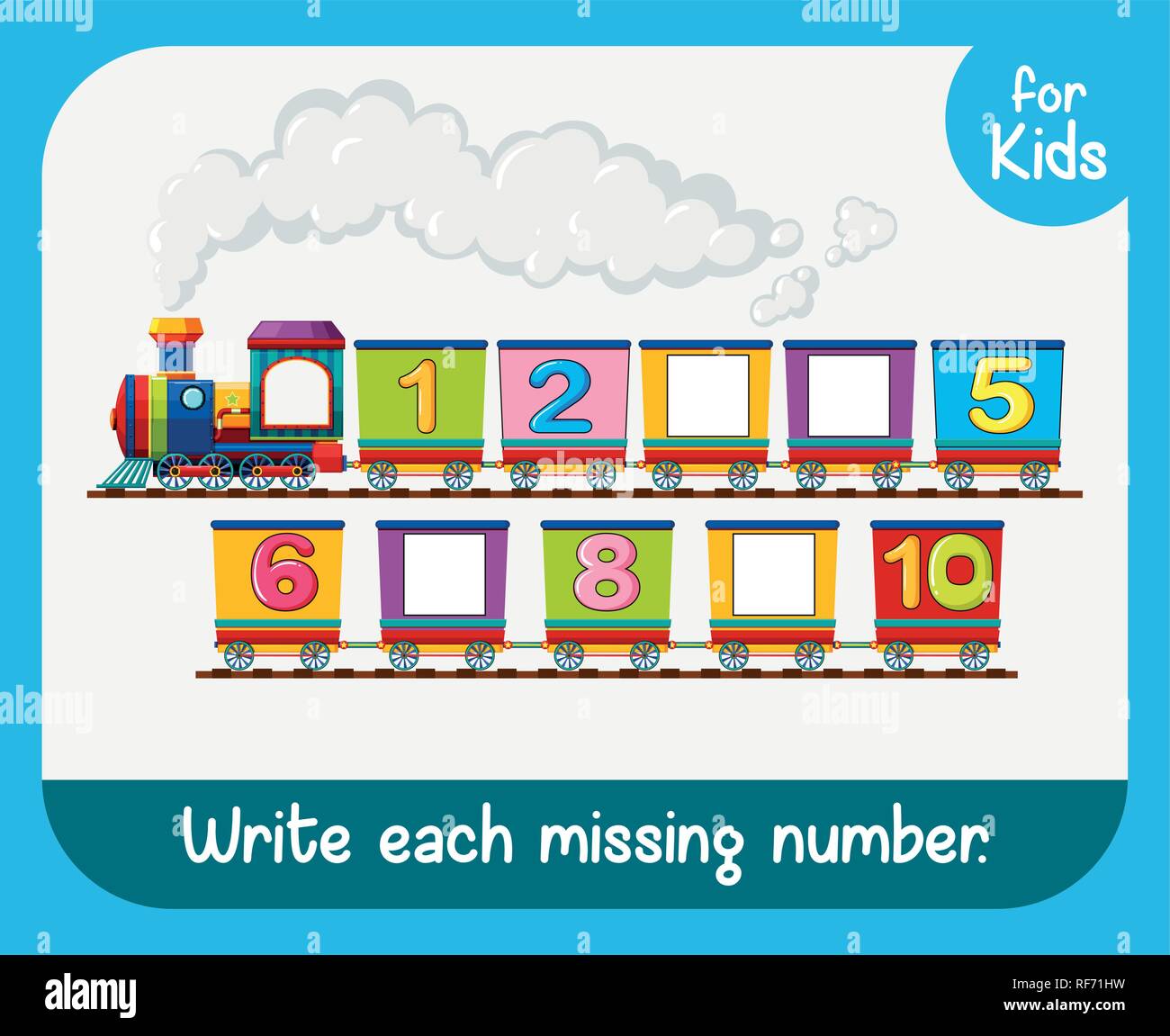 Write each missing number worksheet illustration Stock Vector Image ...