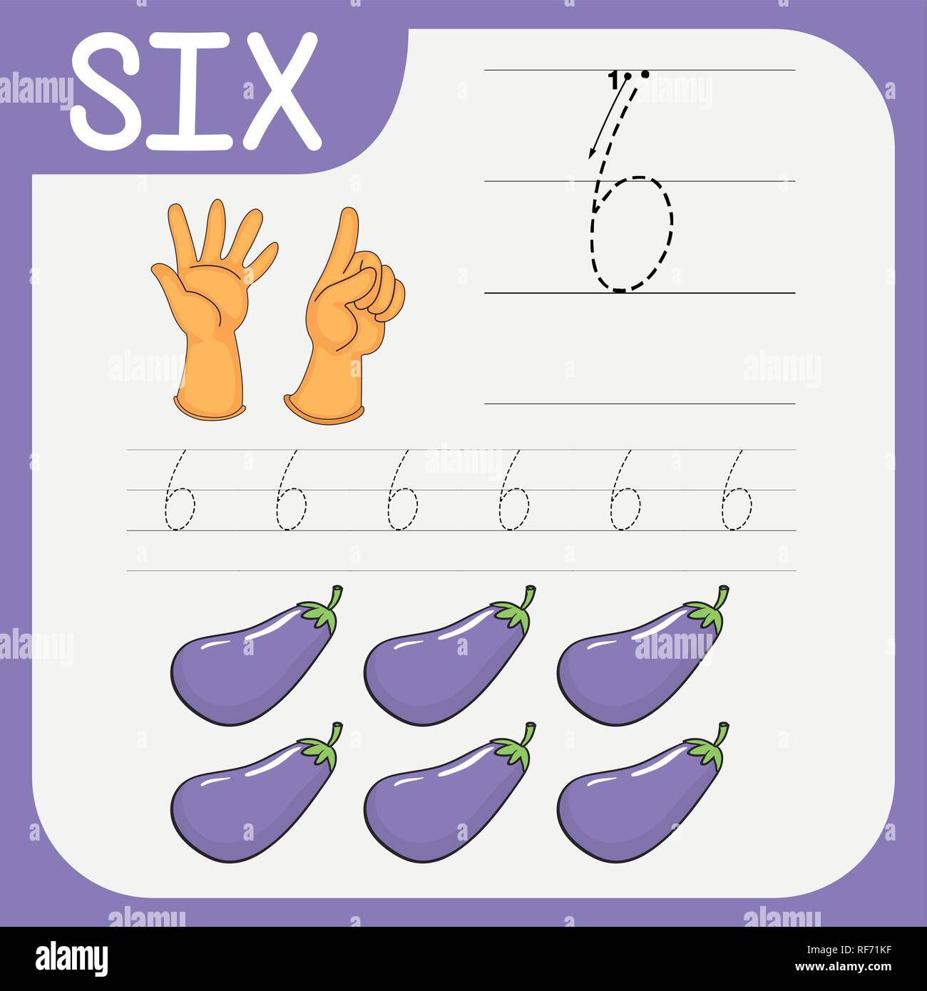 Math writing practise number six illustration Stock Vector Image & Art ...