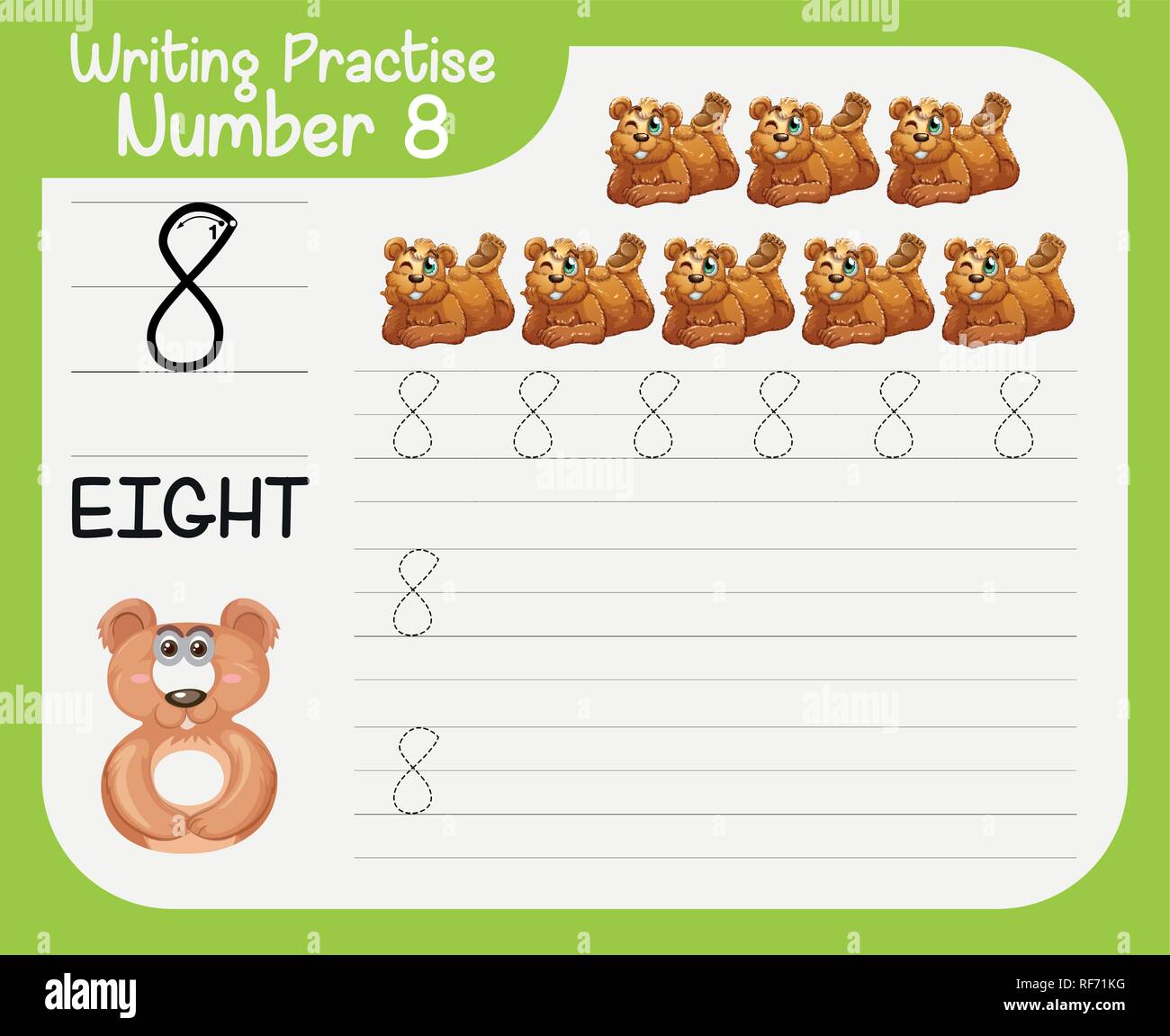 Writing practice number eight illustration Stock Vector Image & Art - Alamy