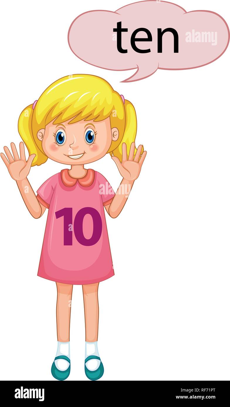 Girl showing number seven illustration Stock Vector Image & Art - Alamy