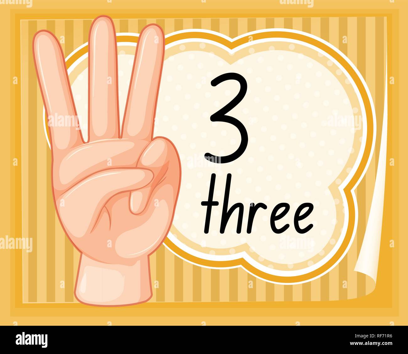 Count three with hand gesture illustration Stock Vector Image & Art - Alamy