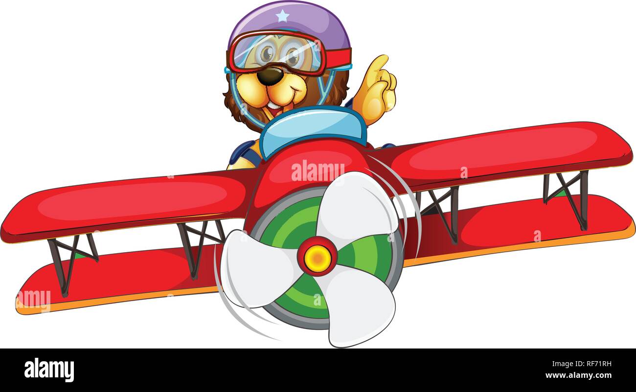 A lion riding vintage airplane illustration Stock Vector Image & Art ...