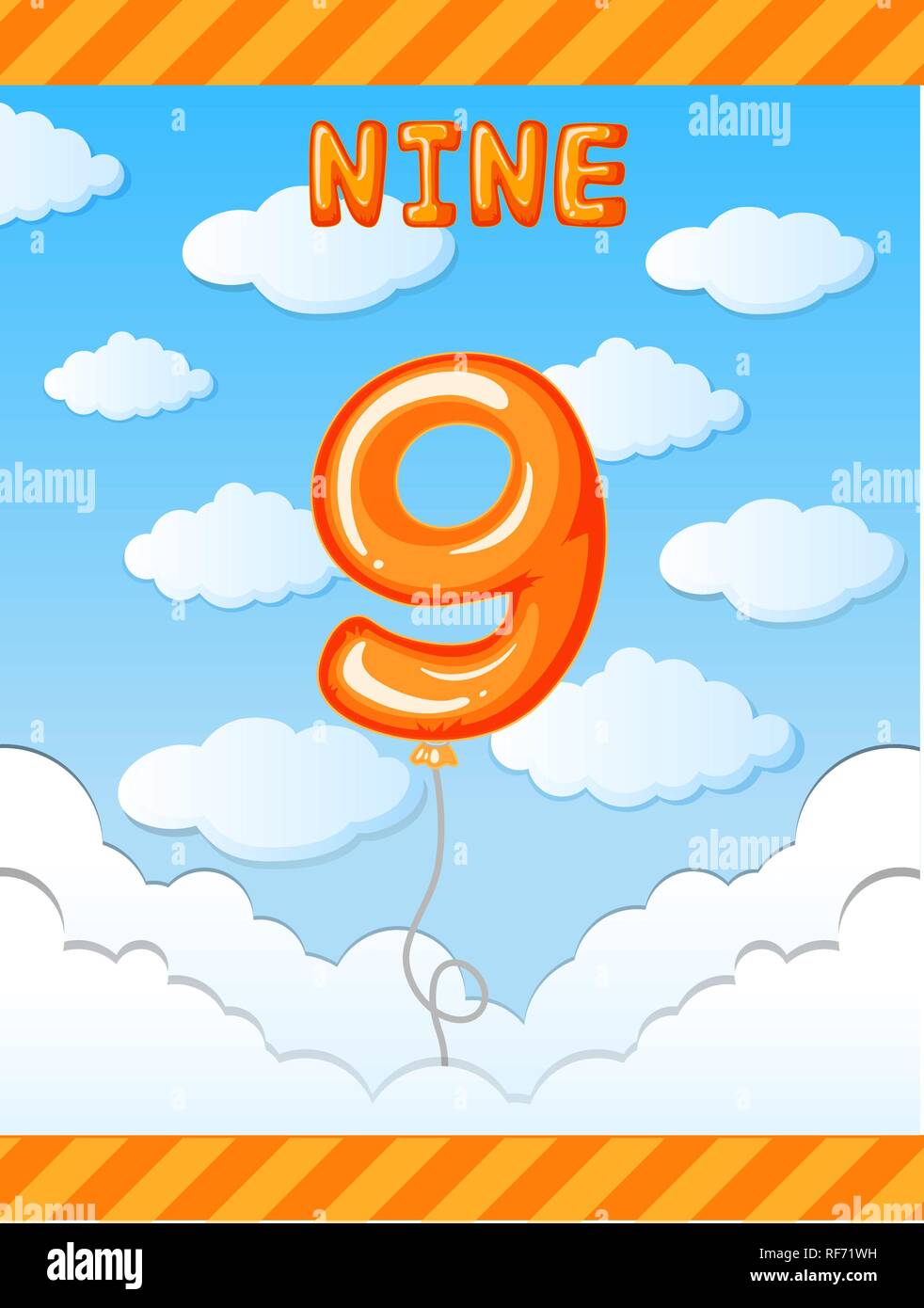 Number nine balloon on sky illustration Stock Vector Image & Art - Alamy