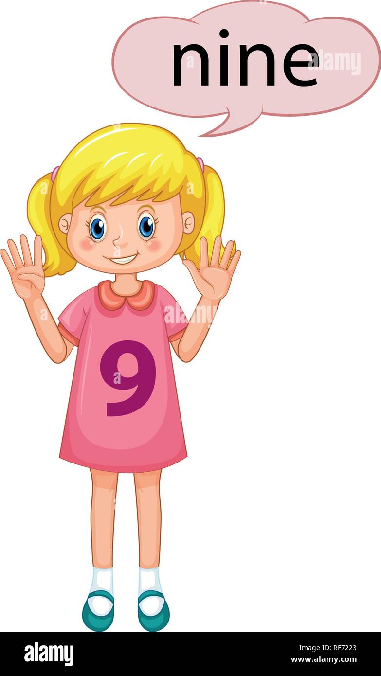 Girl with number nine illustration Stock Vector Image & Art - Alamy