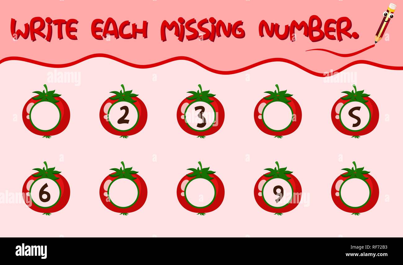 Write each missing number worksheet illustration Stock Vector Image ...