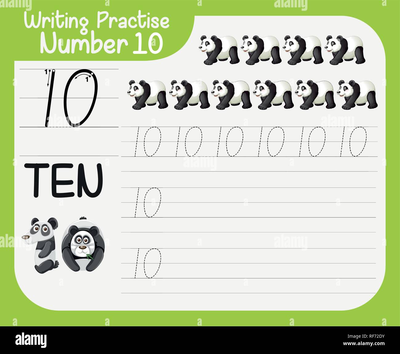 How to write number ten worksheet illustration Stock Vector Image & Art ...