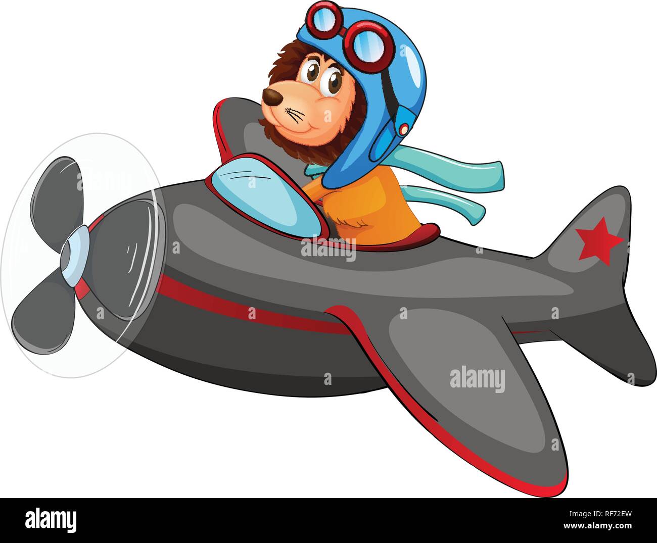 Lion riding vintage plane illustration Stock Vector Image & Art - Alamy