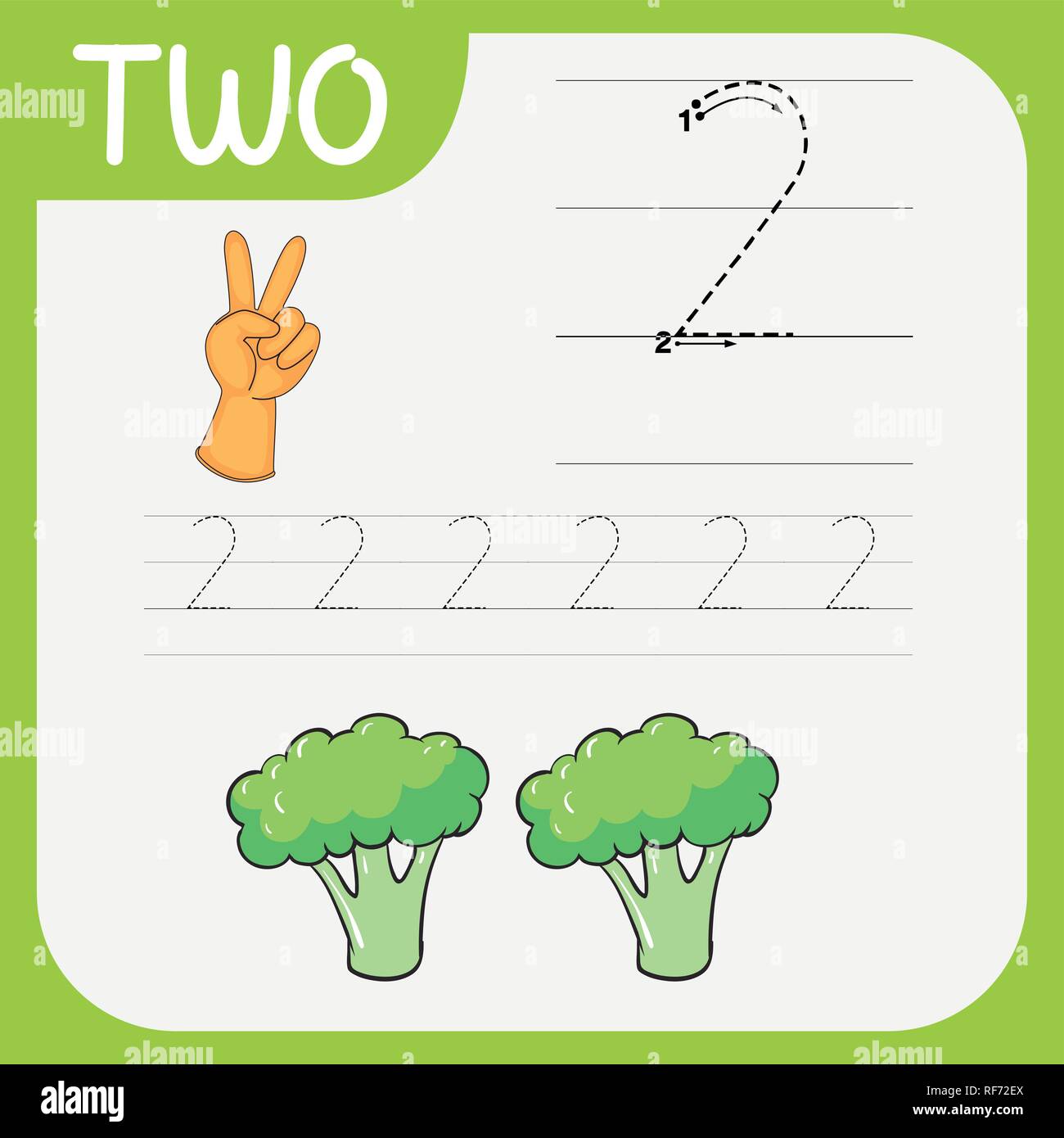 Math writing practise number two illustration Stock Vector Image & Art ...