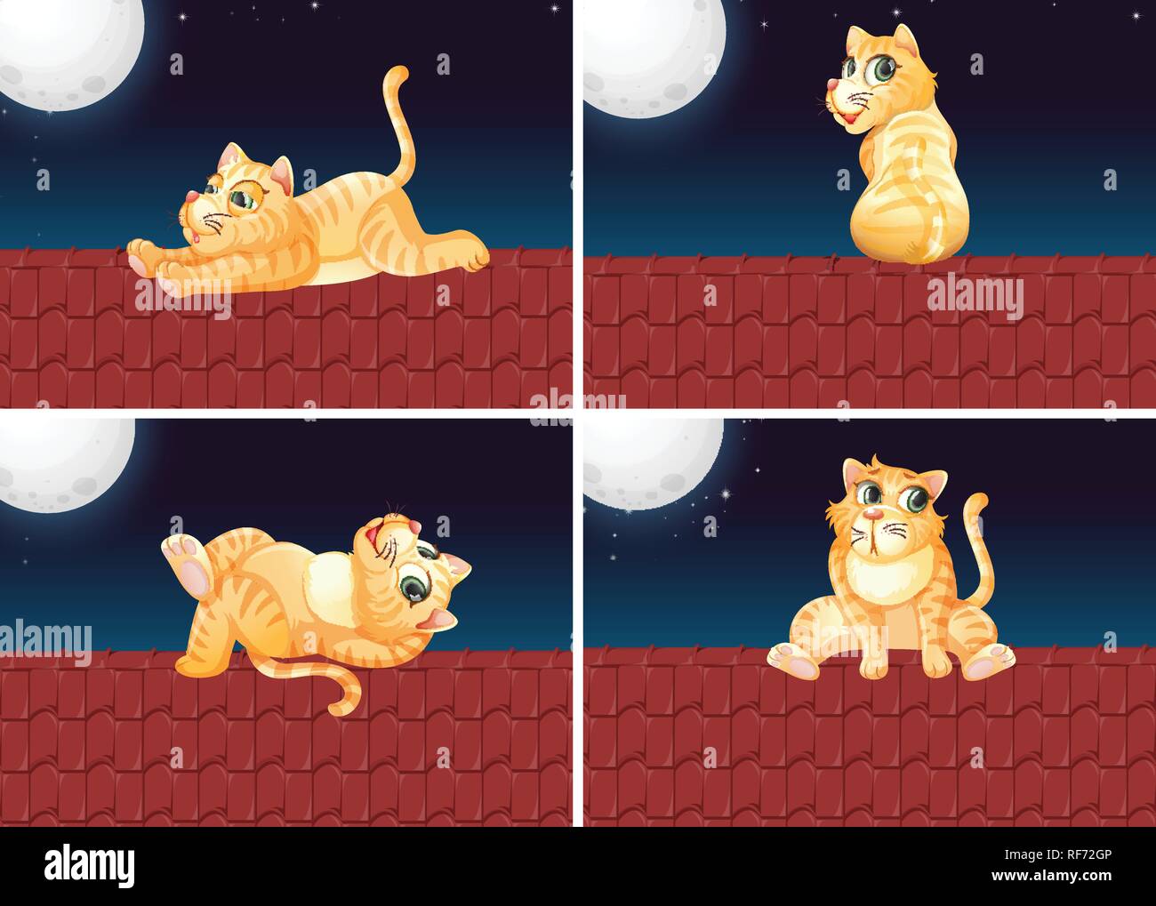 Set of cat on the roof illustration Stock Vector Image & Art - Alamy