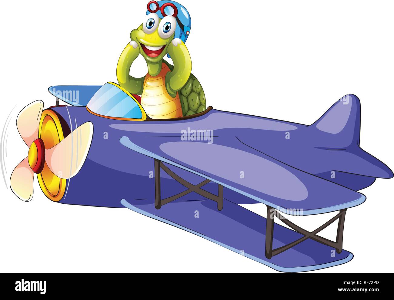 Turtle riding vintage airplane illustration Stock Vector Image & Art ...