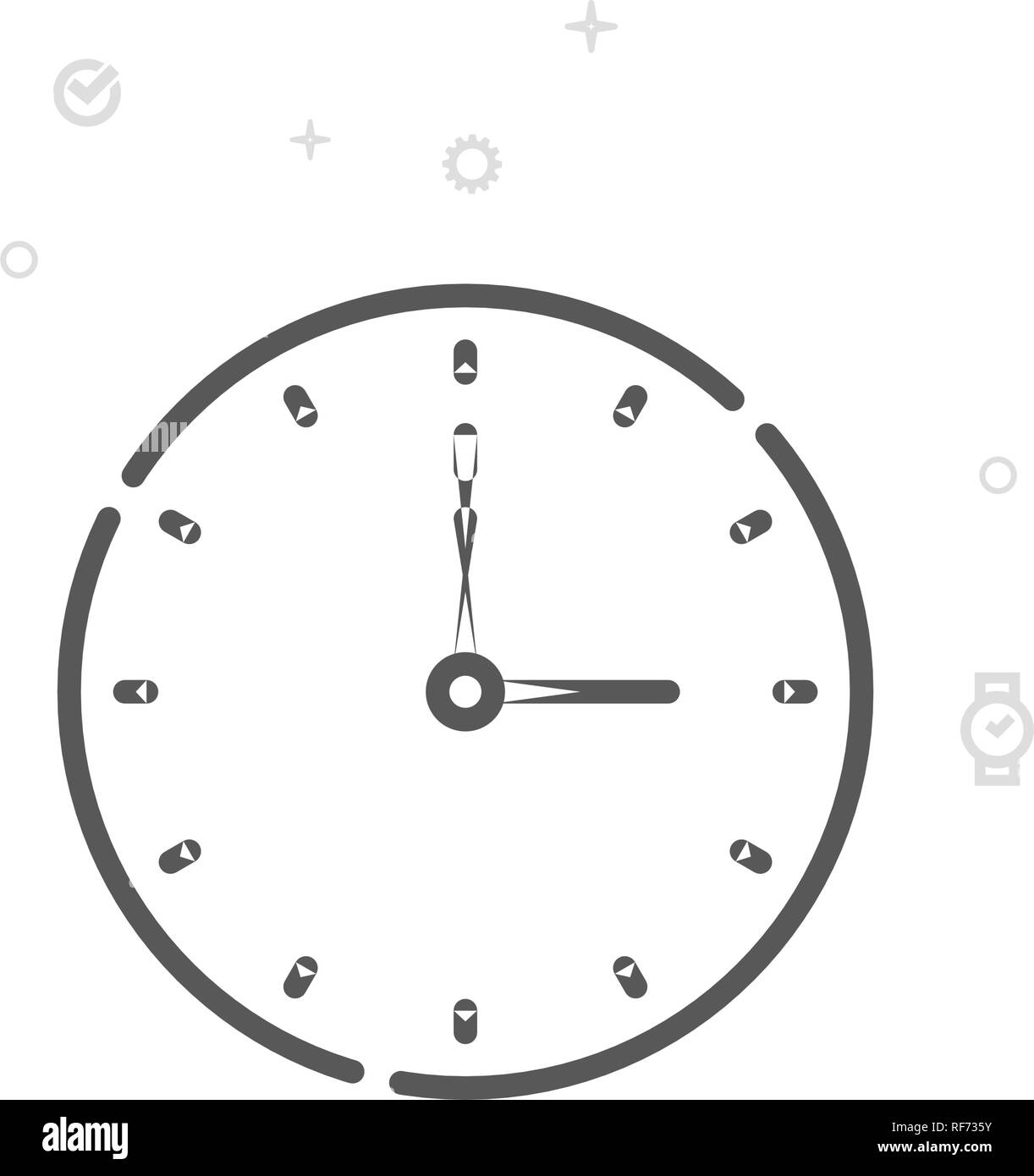 Round Classic Wall Clock Vector Line Icon. Clock Face Symbol, Pictogram ...