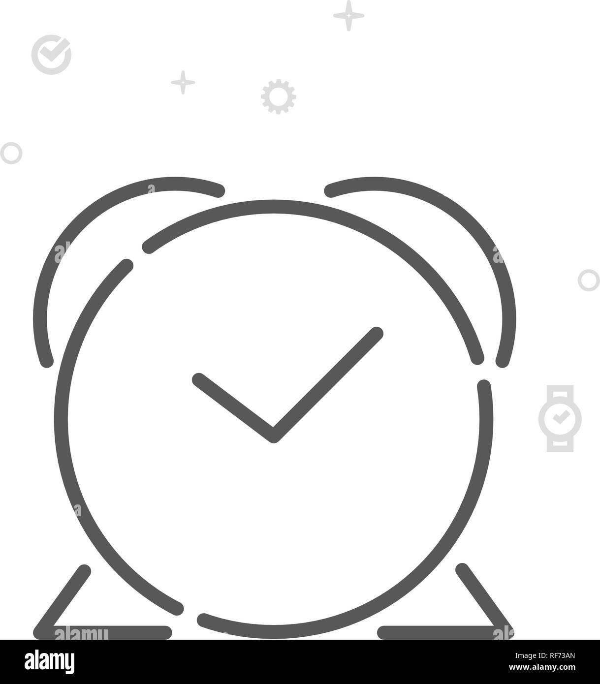 Alarm Clock Vector Line Icon. Reminder Symbol, Pictogram, Sign. Light ...