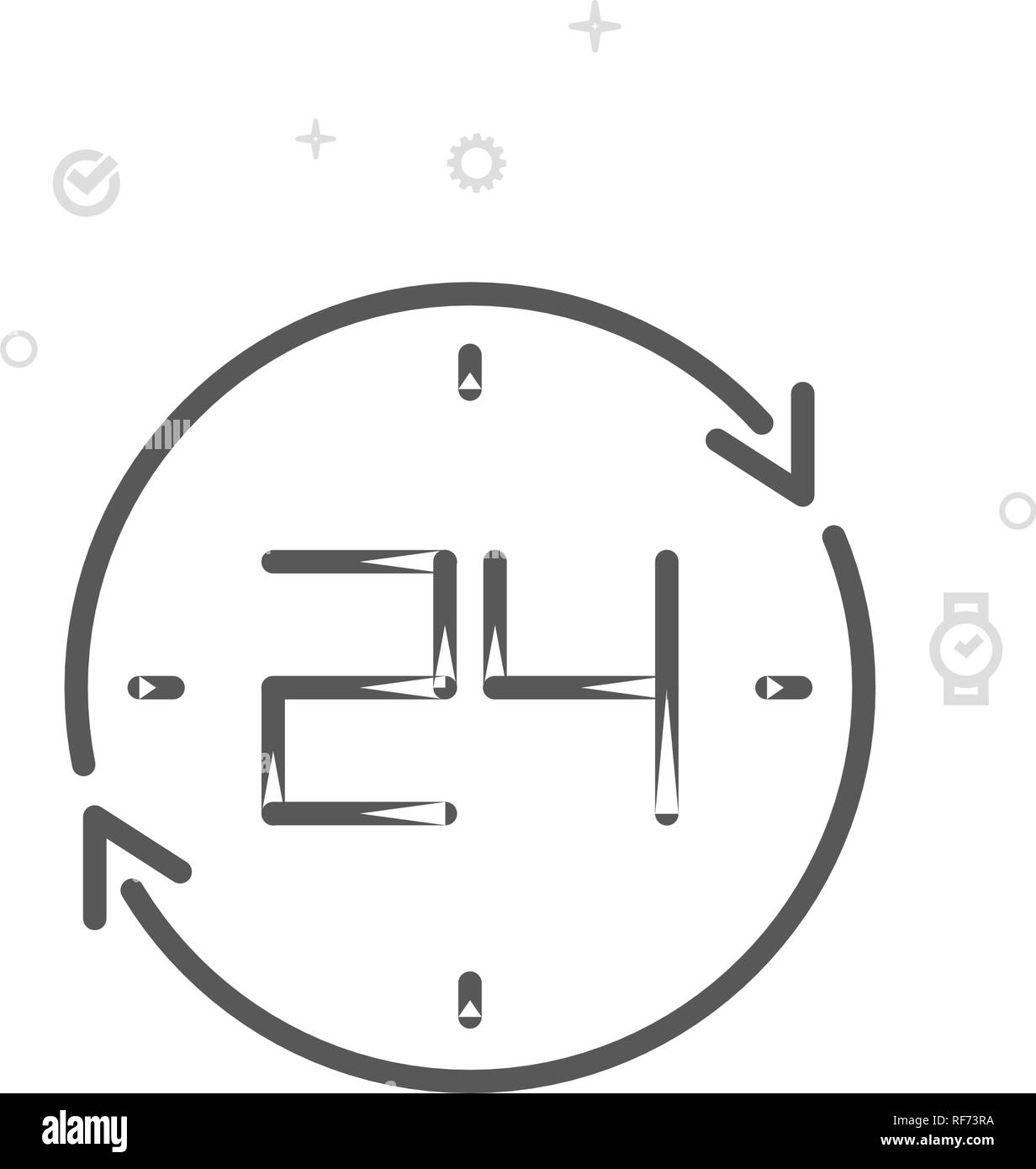 Round-the-clock Vector Line Icon. 24 Hour Symbol, Pictogram, Sign ...