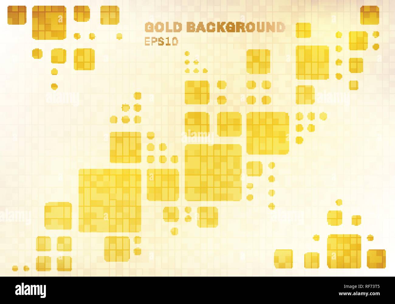 Abstract white geometric on shiny golden square mosaic pattern ...