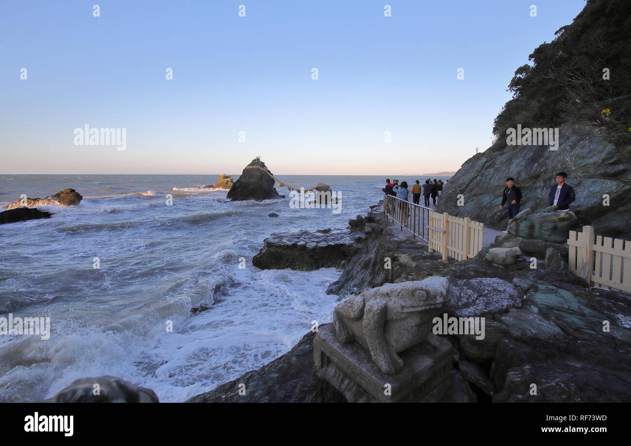 People visit Futamikoshitama rock shrine in Ise city Japan Stock Photo ...
