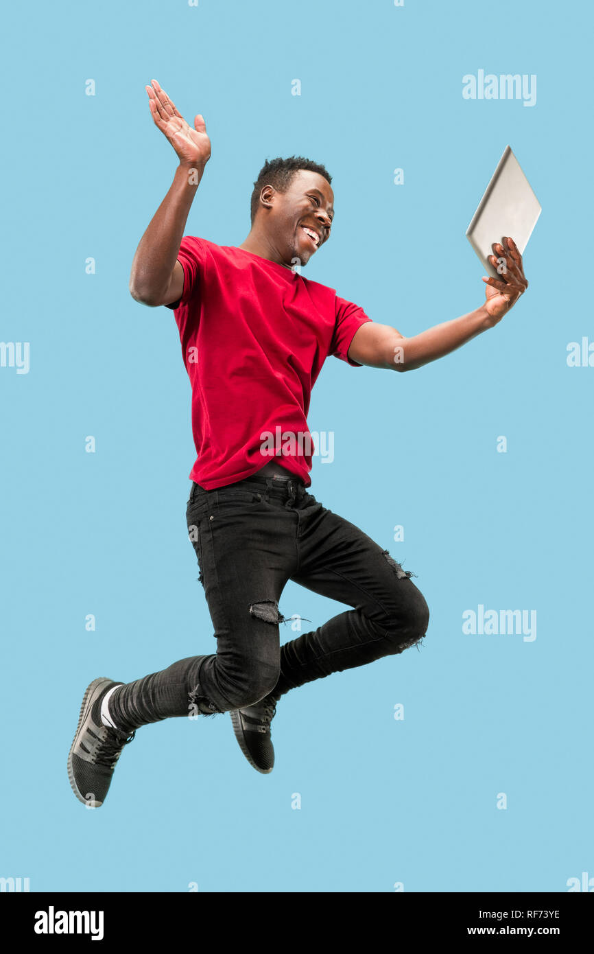 Happy Black Man Jumping