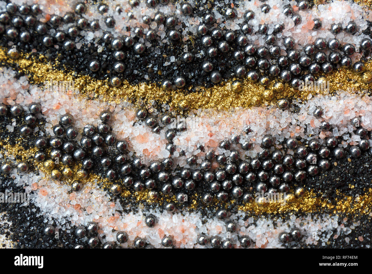 Layered colorful sand pattern. Marble style background. Black and gold ...