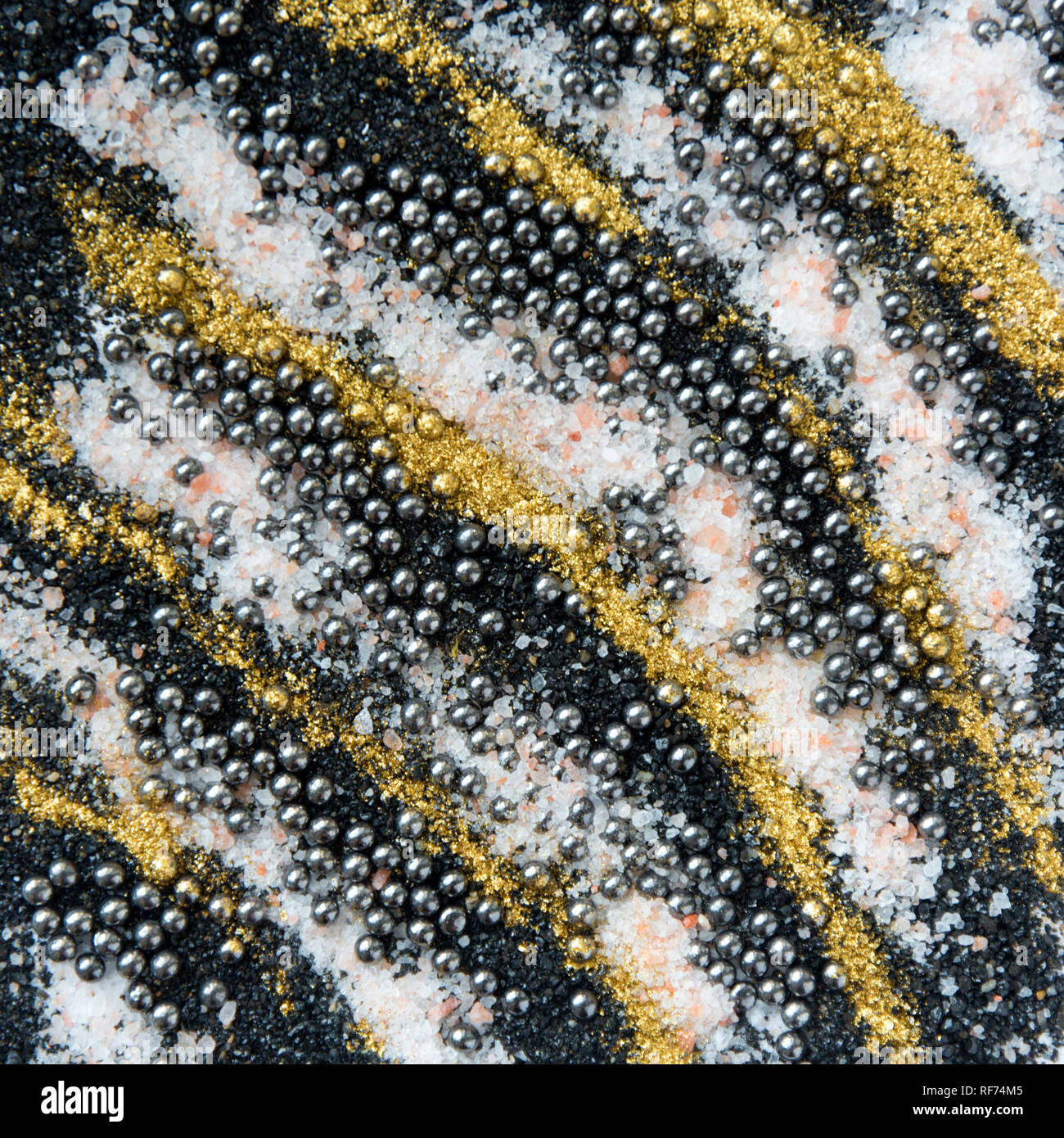 Layered colorful sand pattern. Marble style background. Black and gold ...