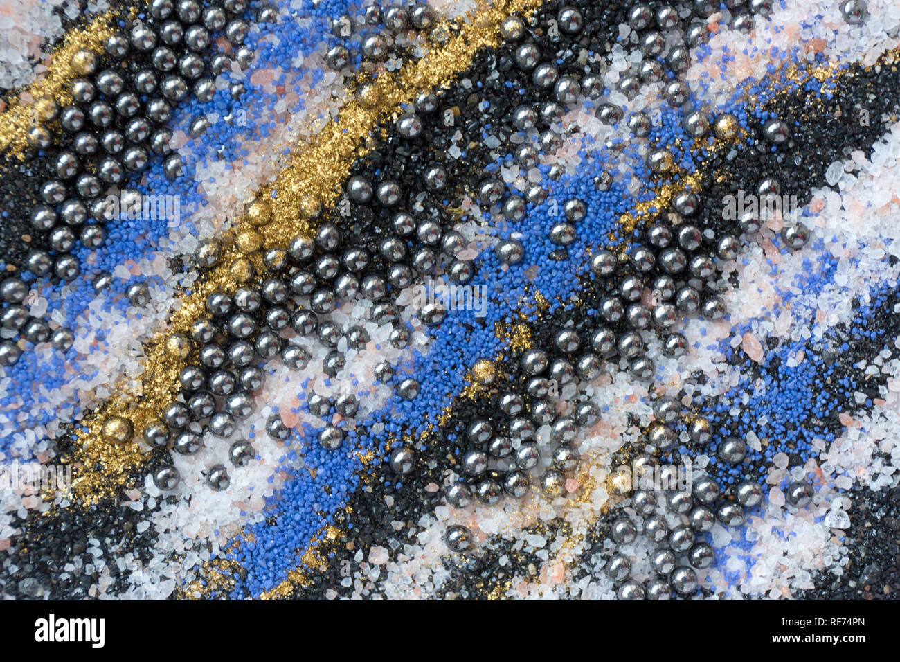 Layered colorful sand pattern. Marble style background. Blue and gold ...