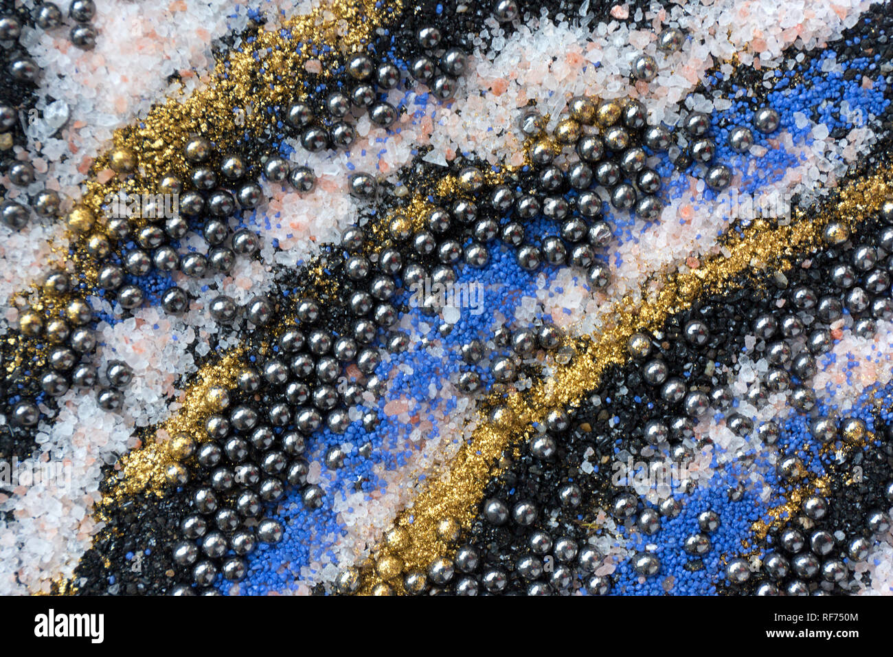 Layered colorful sand pattern. Marble style background. Blue and gold ...