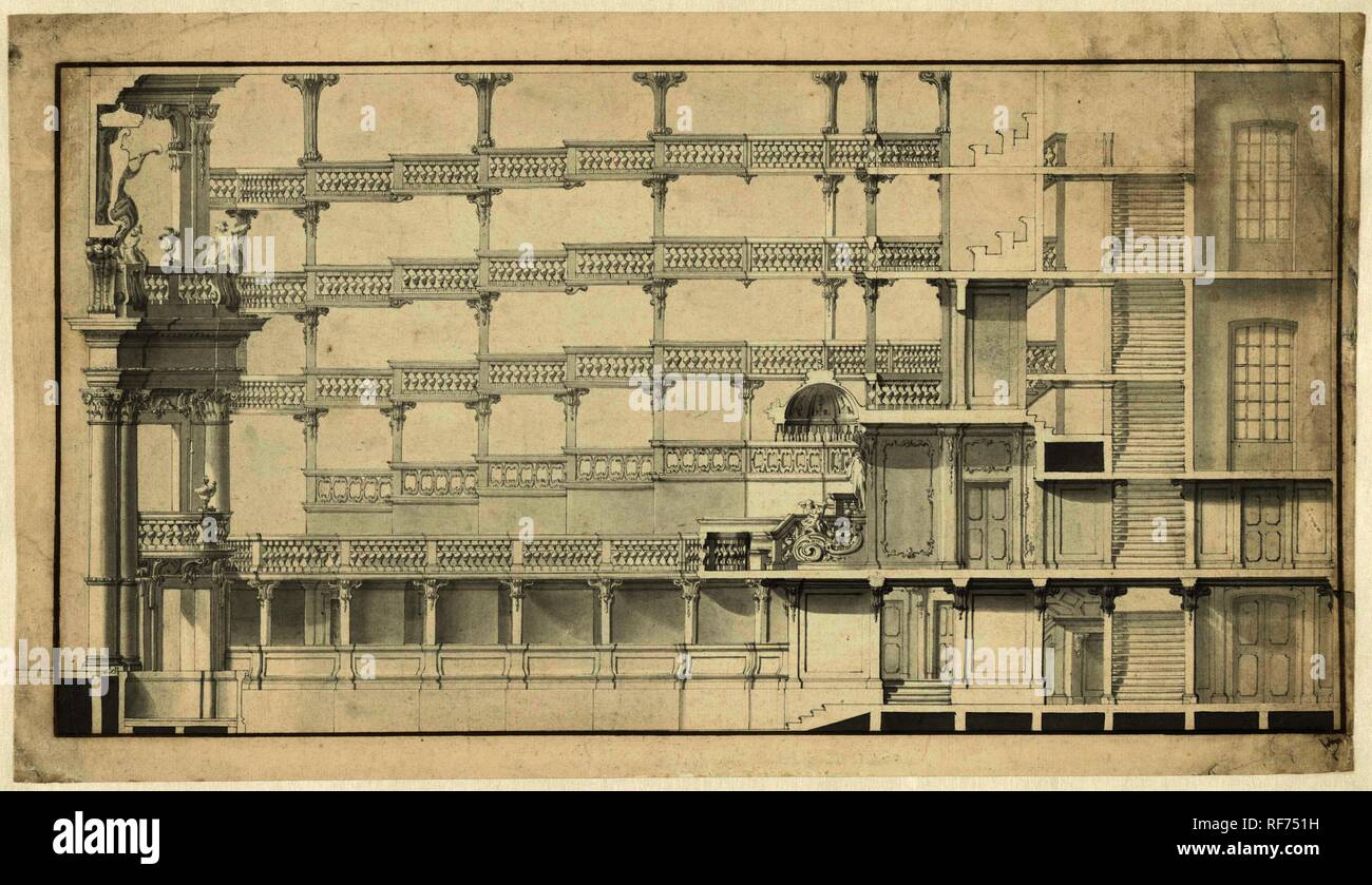 Design for the hall of the Hofoper, Mannheim, longitudinal section ...