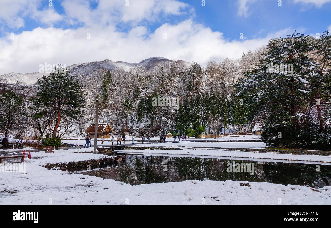 Gifu, Japan - Dec 29, 2015. Historic Village of Shirakawago at winter ...
