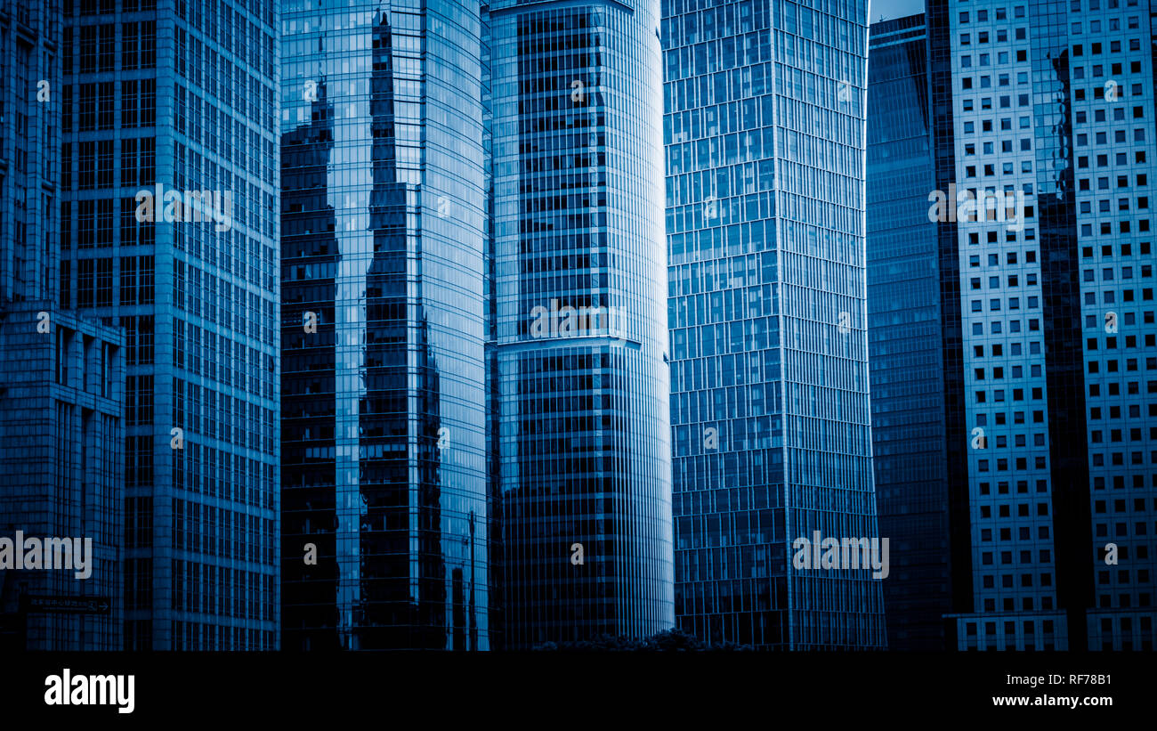 facade of modern office building, blue toned images Stock Photo - Alamy