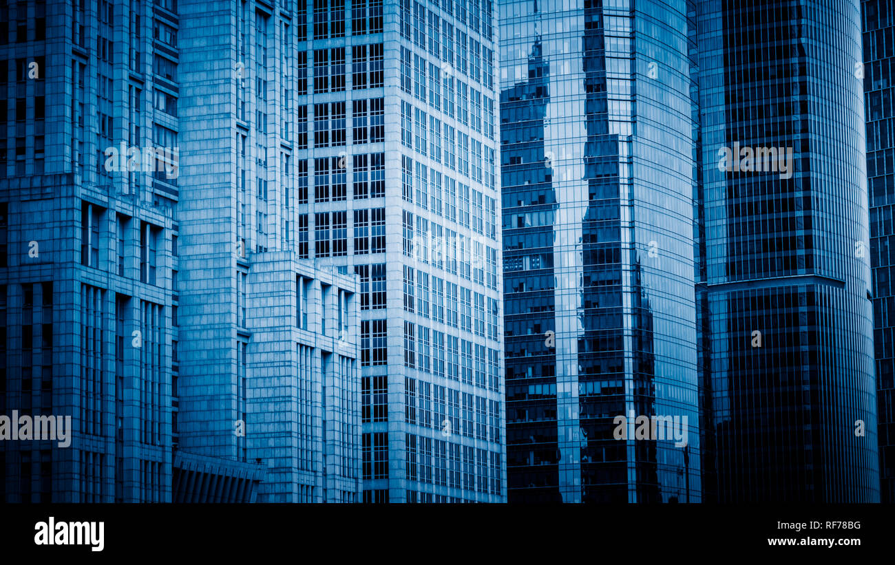 facade of modern office building, blue toned images Stock Photo - Alamy