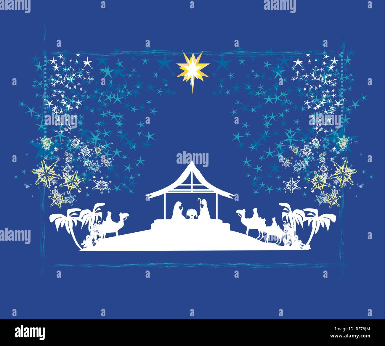 Biblical scene - birth of Jesus in Bethlehem Stock Vector Image & Art ...