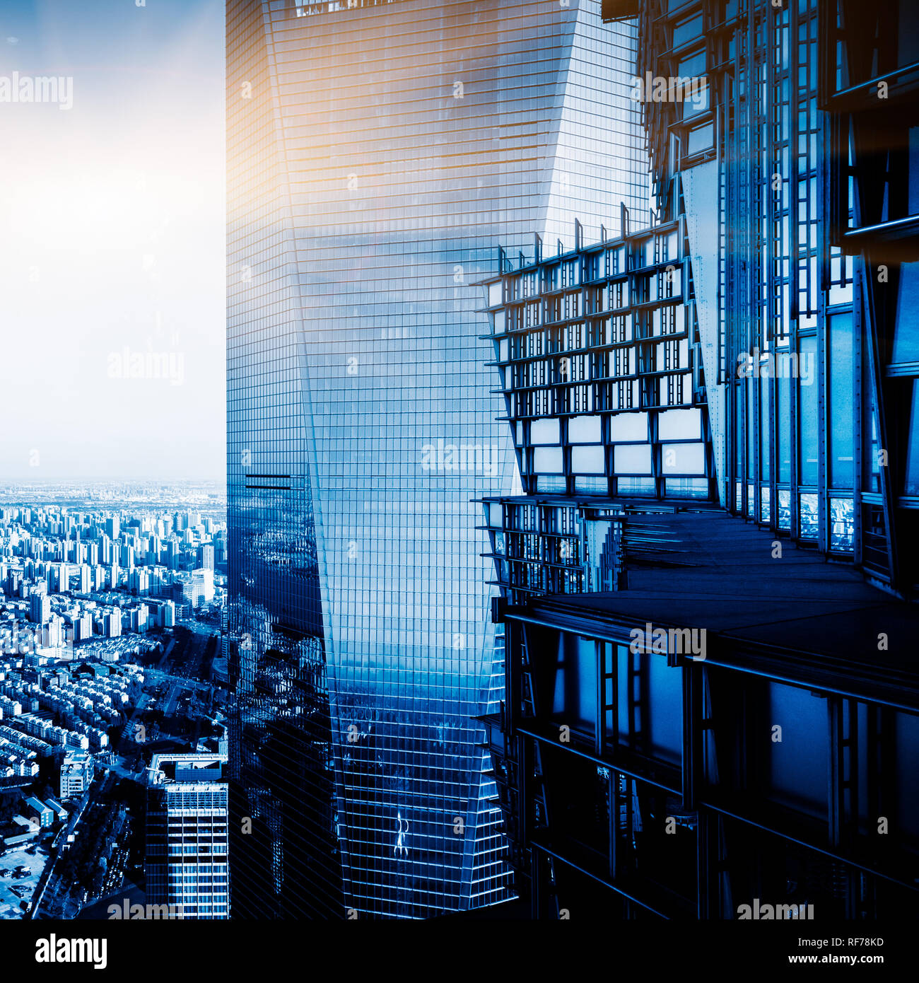 facade of modern office building, blue toned images Stock Photo - Alamy