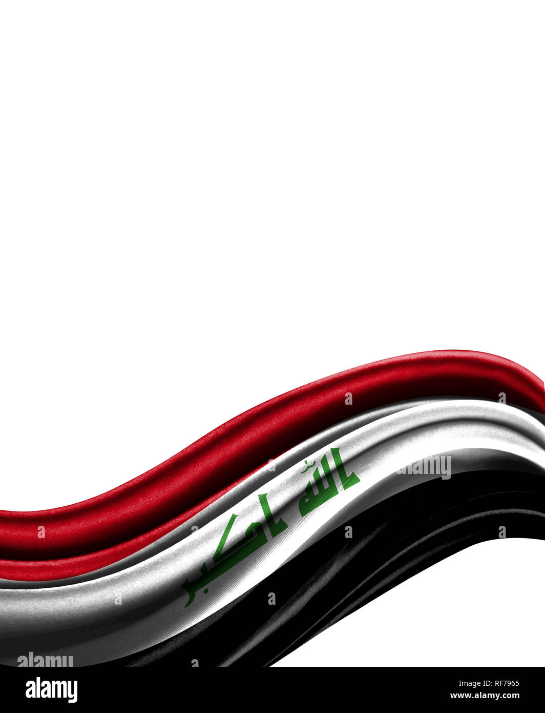 Iraq flag on cloth isolated on white background Stock Photo - Alamy