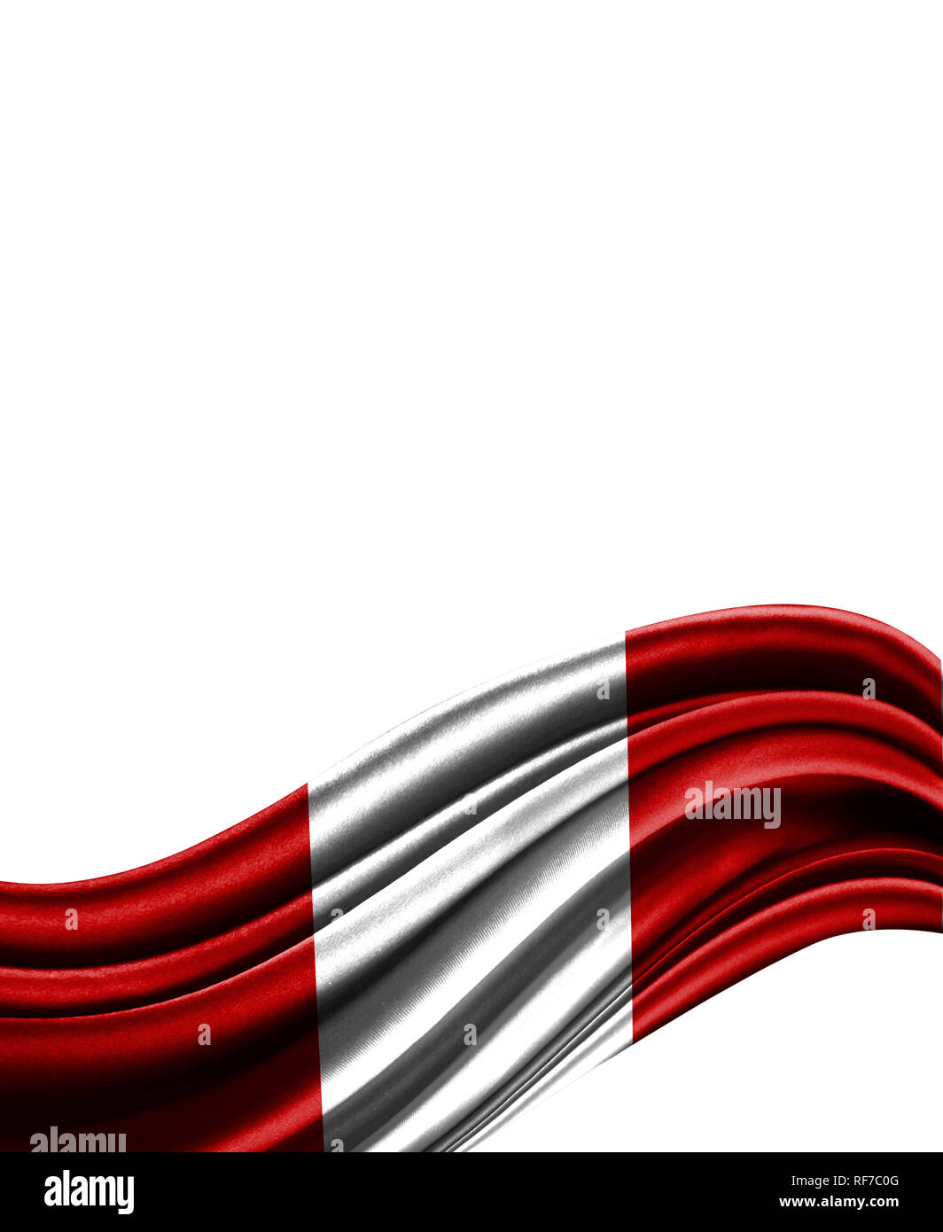 Peru flag on cloth isolated on white background Stock Photo - Alamy