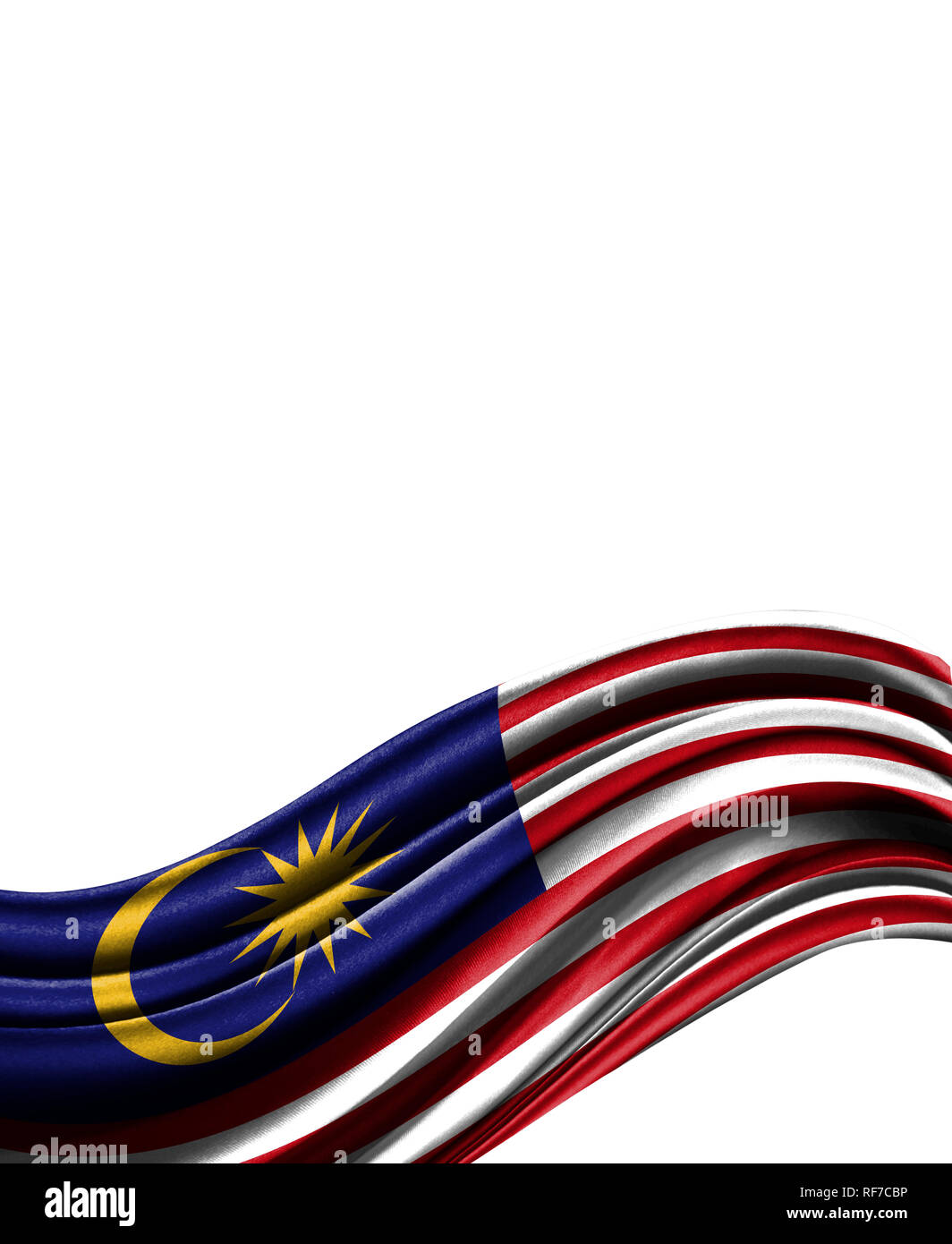 Malasia flag on cloth isolated on white background Stock Photo - Alamy