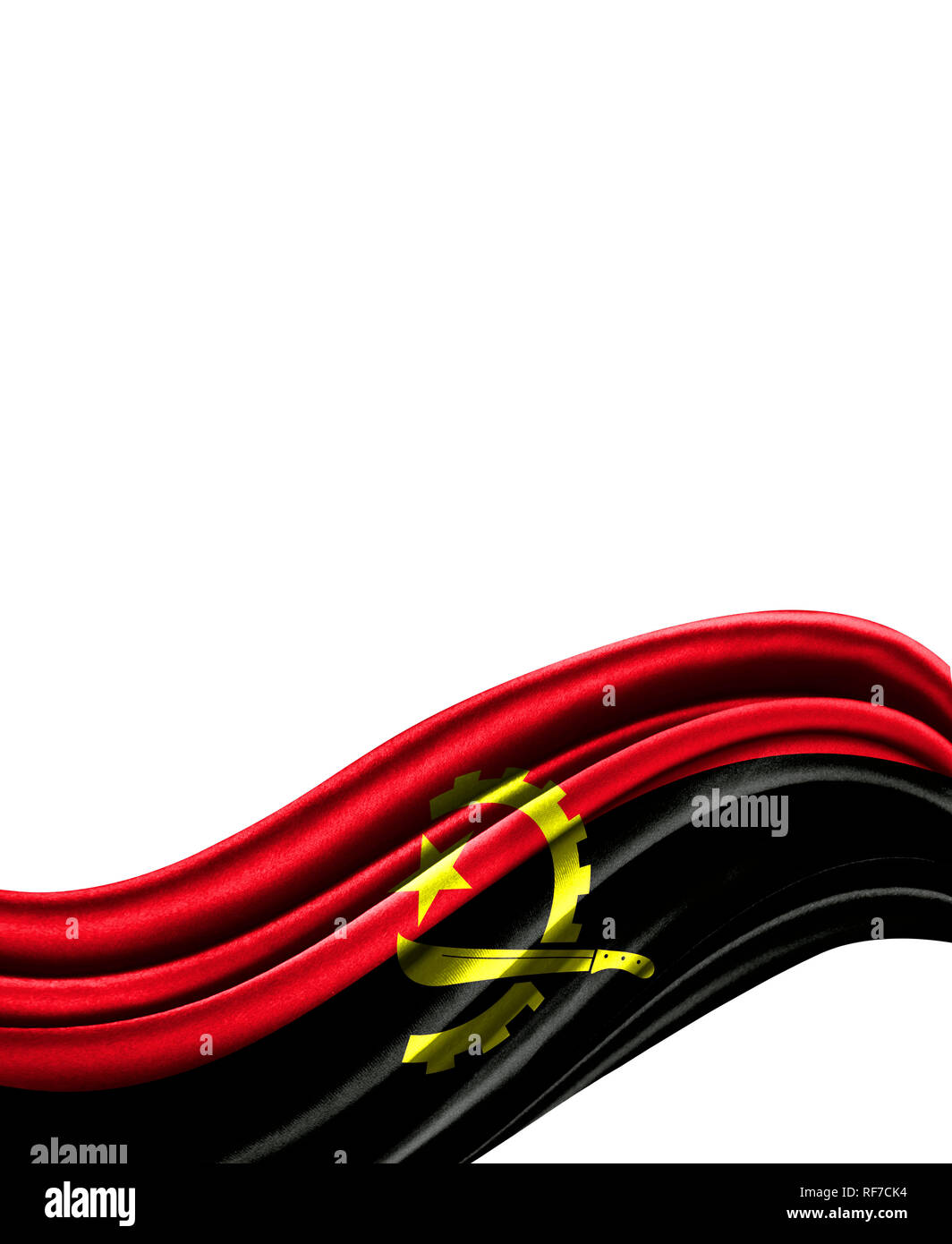 Angola flag on cloth isolated on white background Stock Photo - Alamy