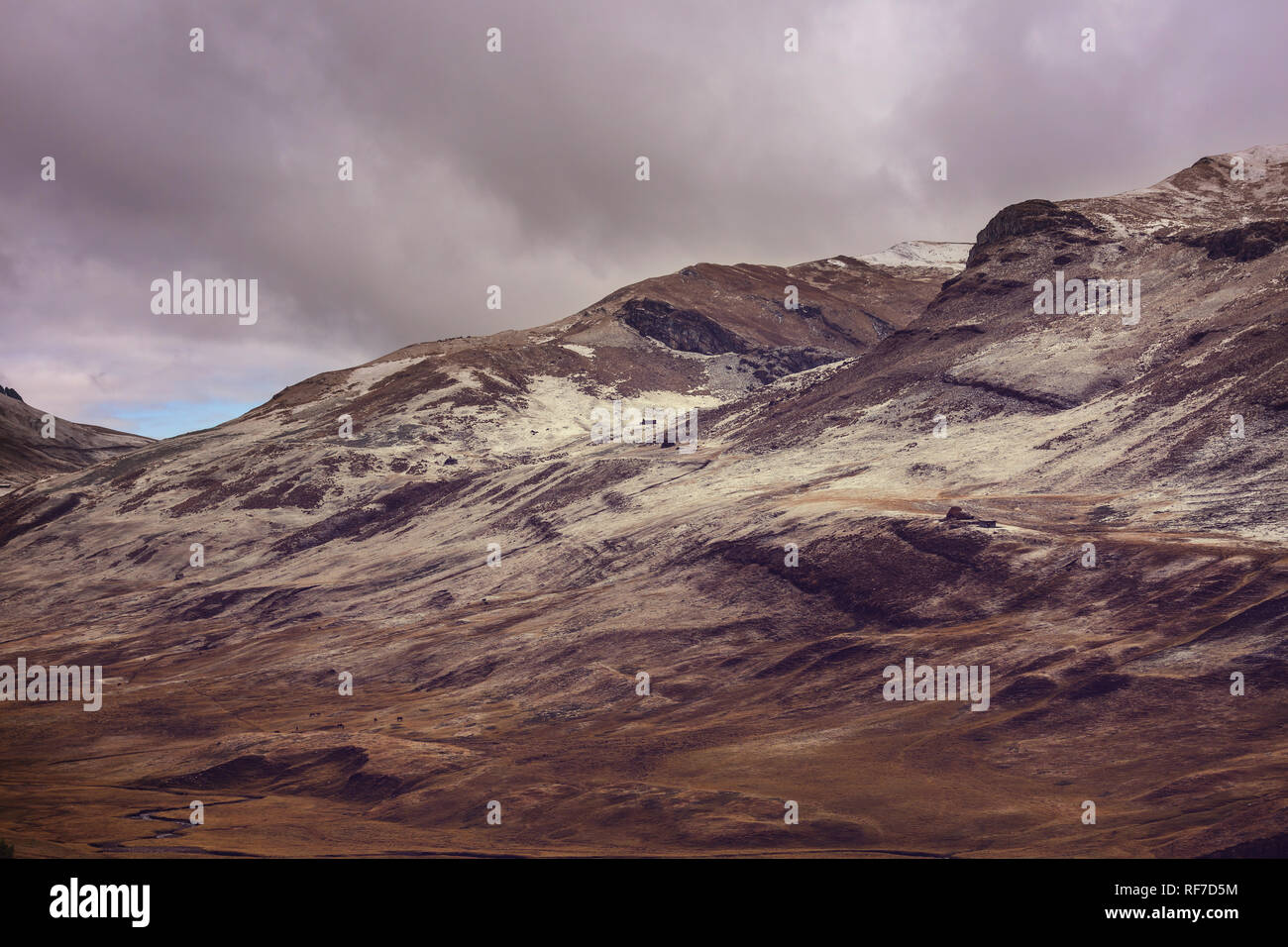 Landscape of snow high mountain in the Andes, near Huaraz, Peru Stock ...