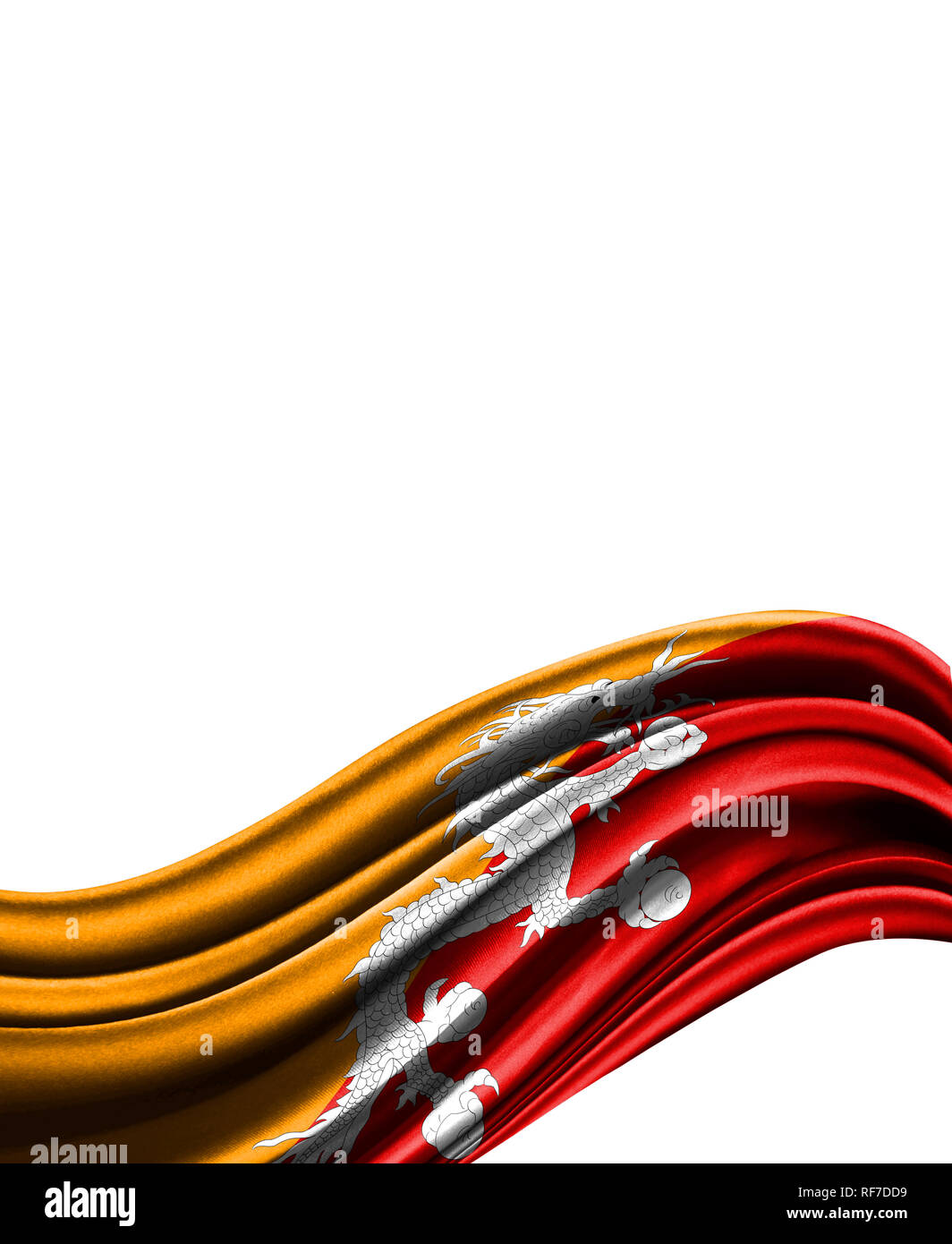 Butane flag on cloth isolated on white background Stock Photo - Alamy