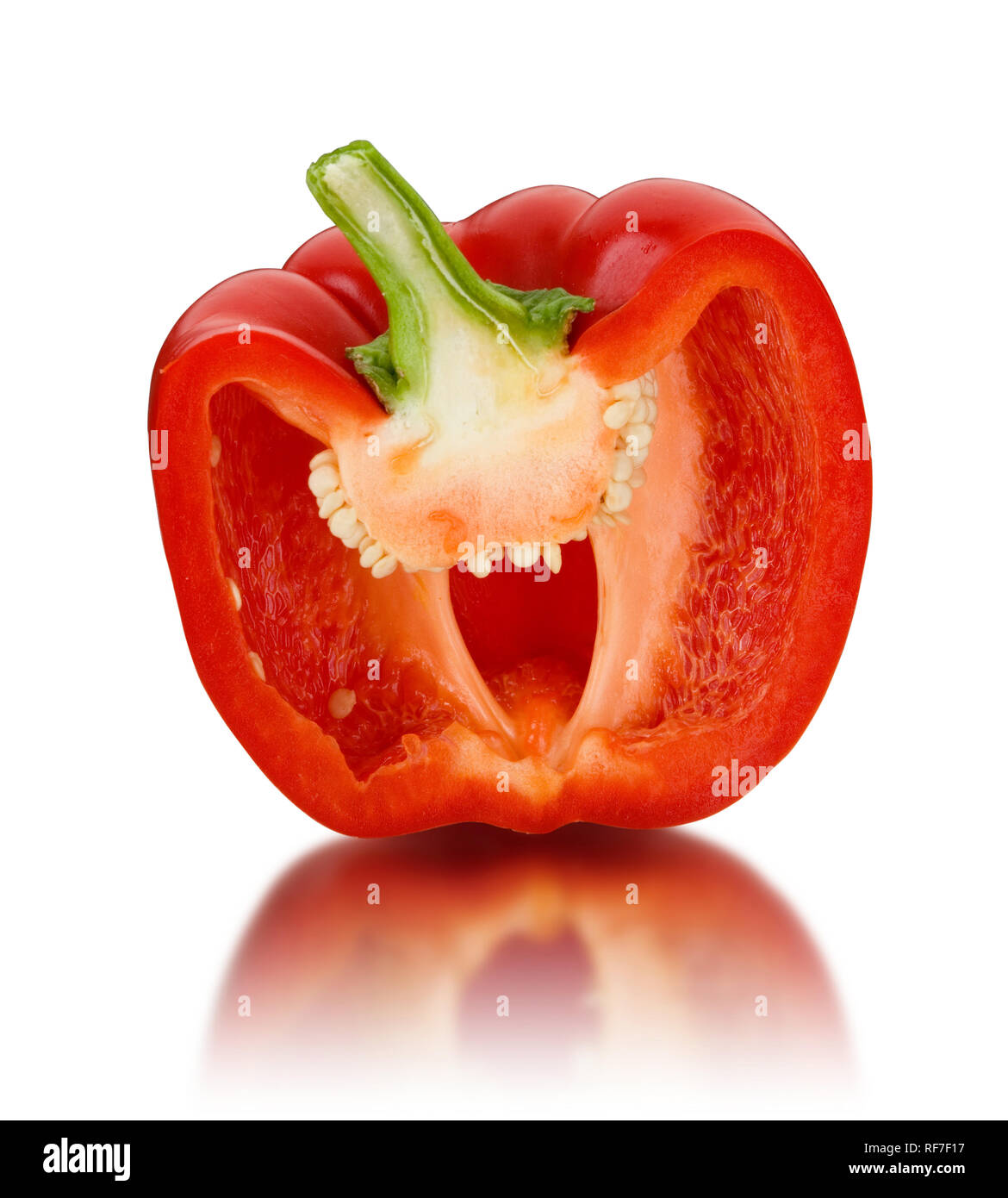 Half red bell pepper isolated on white background Stock Photo - Alamy