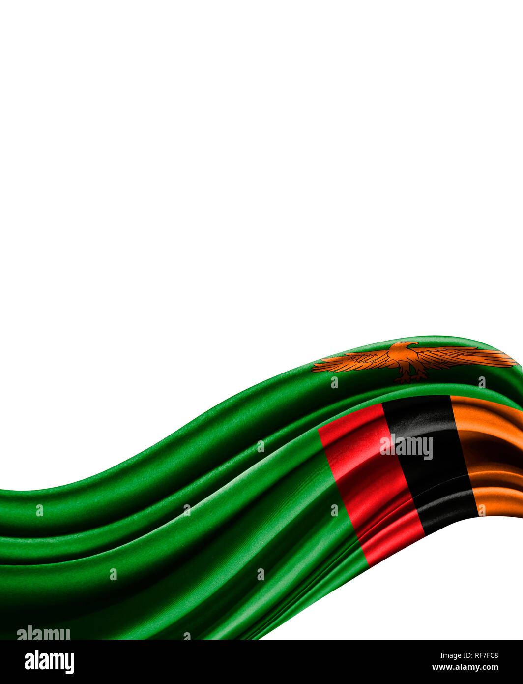 Zambia flag on cloth isolated on white background Stock Photo - Alamy