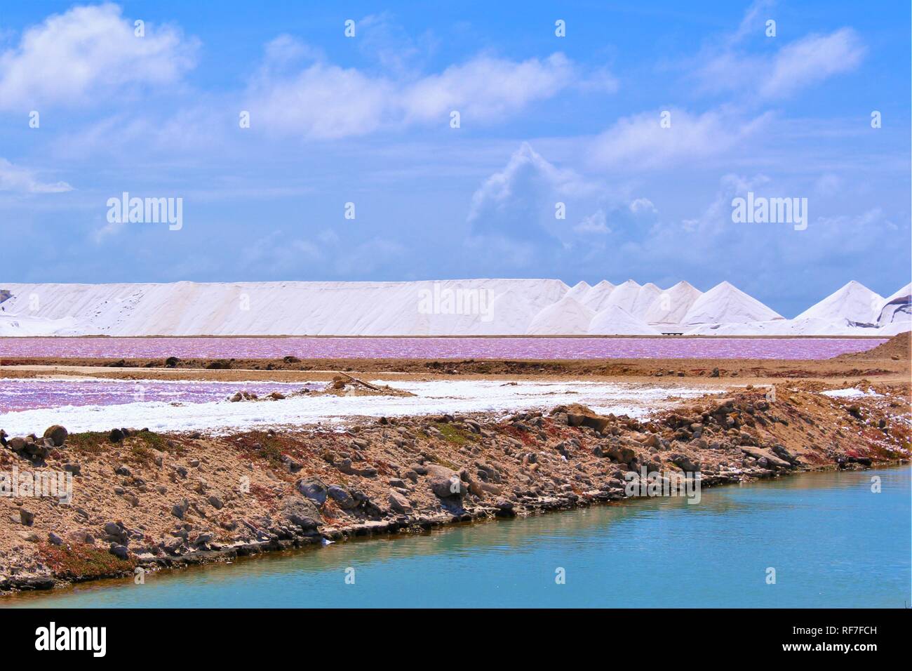 A section of the Cargill salt mining works on the Caribbean island of ...