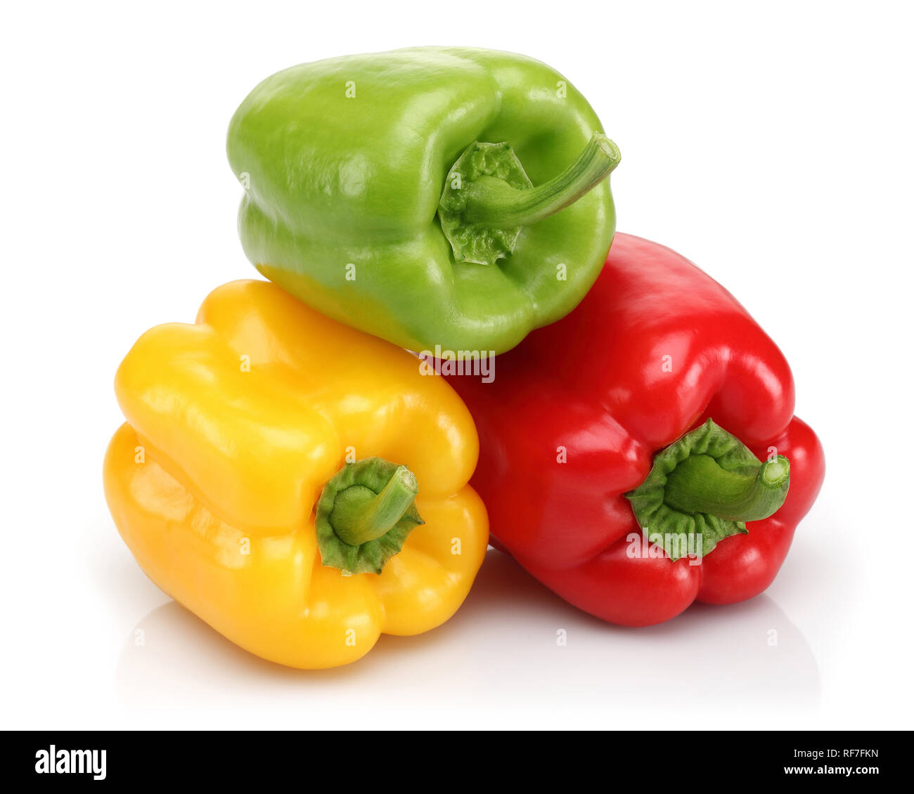 Bell peppers in different colours isolated on white background Stock ...