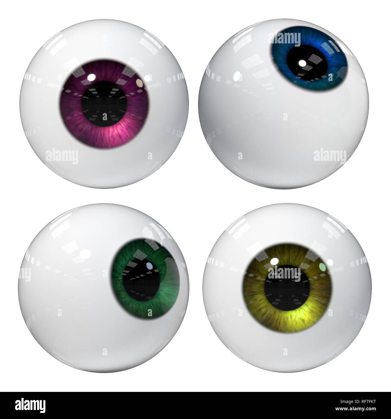 human eyes in different intense colours isolated on white background ...