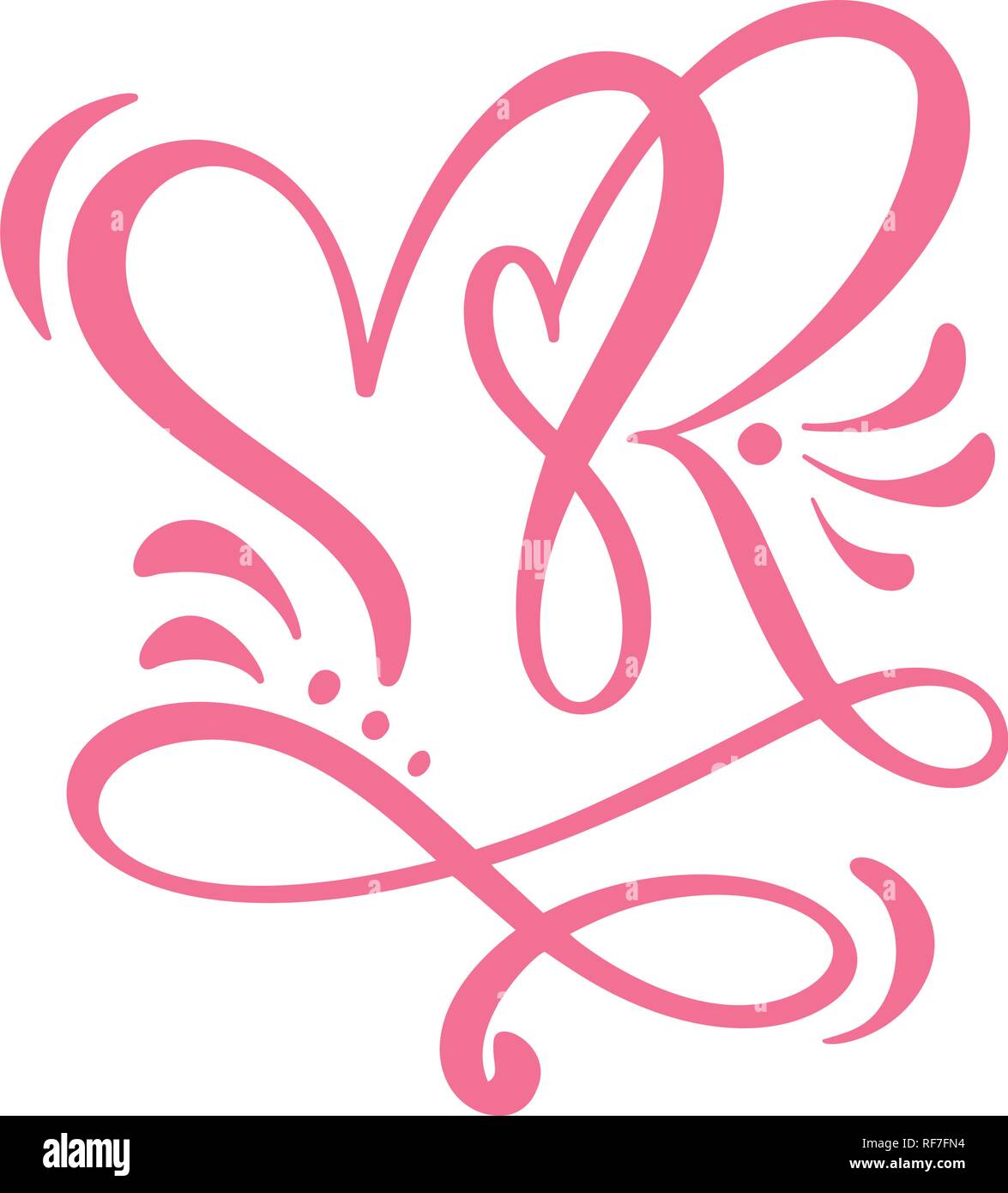 Two lover calligraphic hearts. Handmade vector calligraphy. Decor for ...