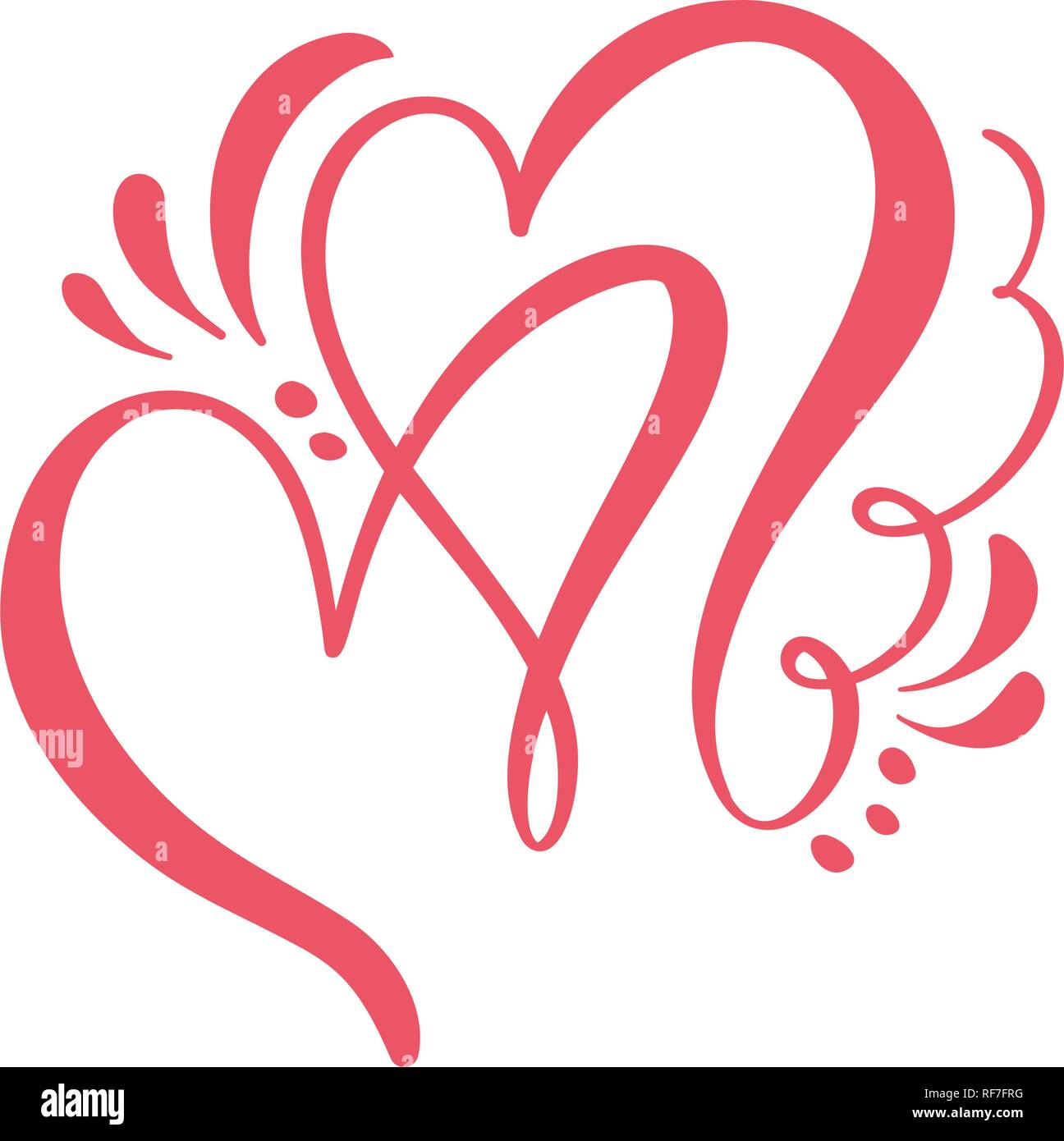 Two lover calligraphic hearts. Handmade vector calligraphy. Decor for ...