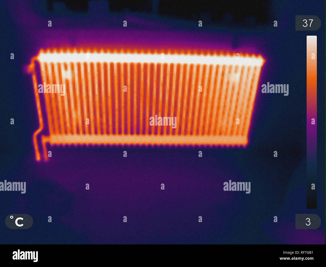 Thermology picture of a radiator by a window Stock Photo - Alamy
