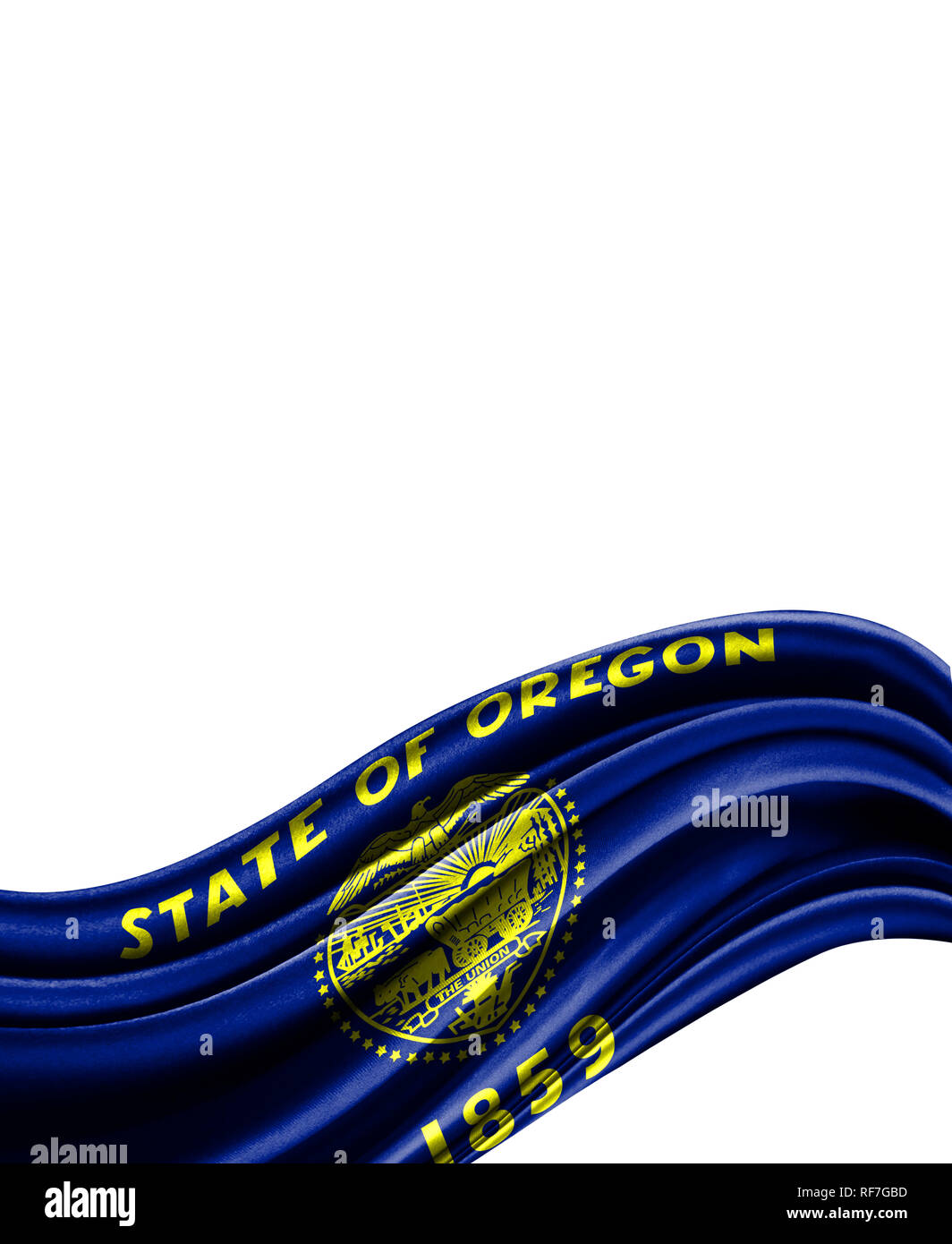 State of Oregon flag on cloth isolated on white background Stock Photo ...