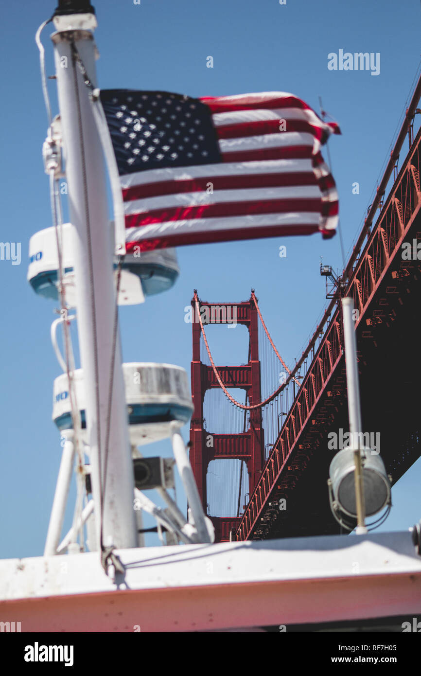American flag golden gate bridge hi-res stock photography and images ...