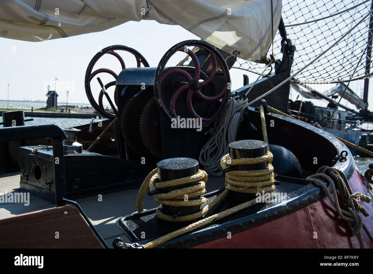 Details of a historical sailing ship in Volendam in the Netherlands ...