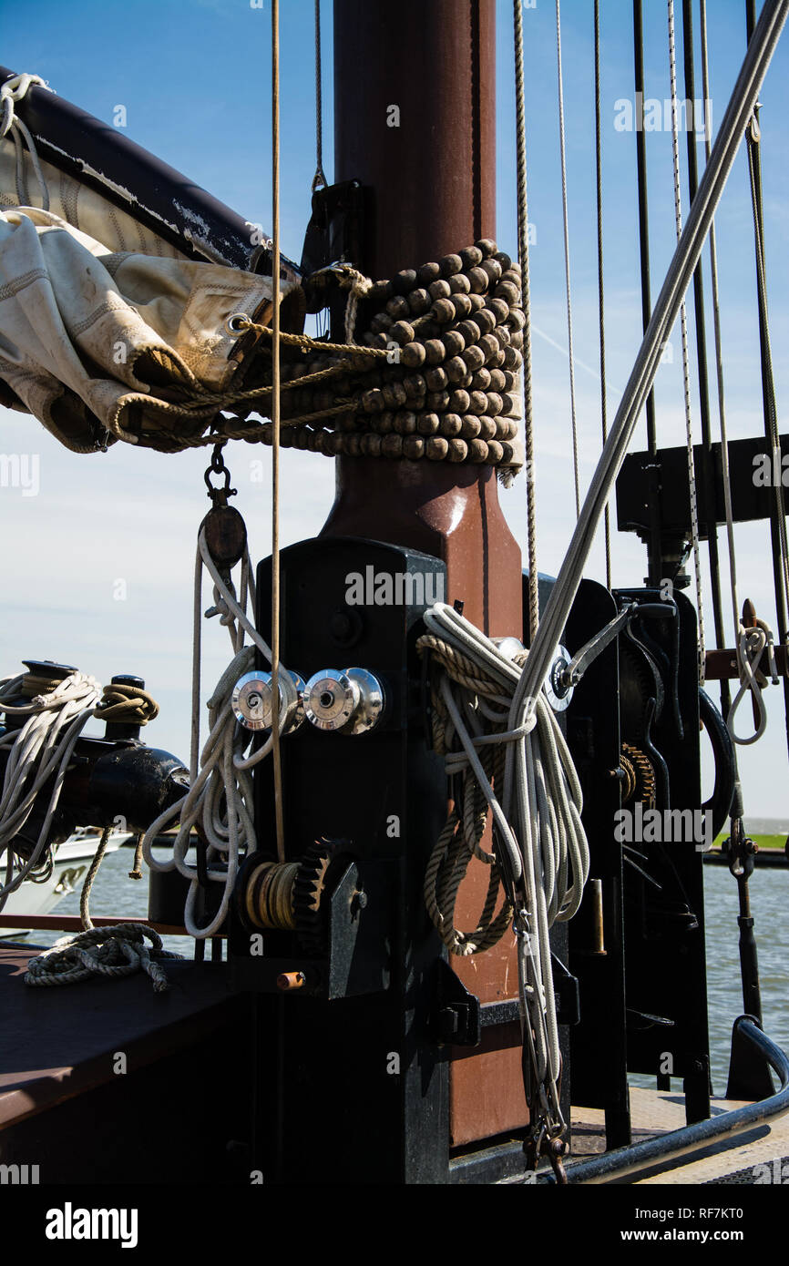 Details of a historical sailing ship in Volendam in the Netherlands ...