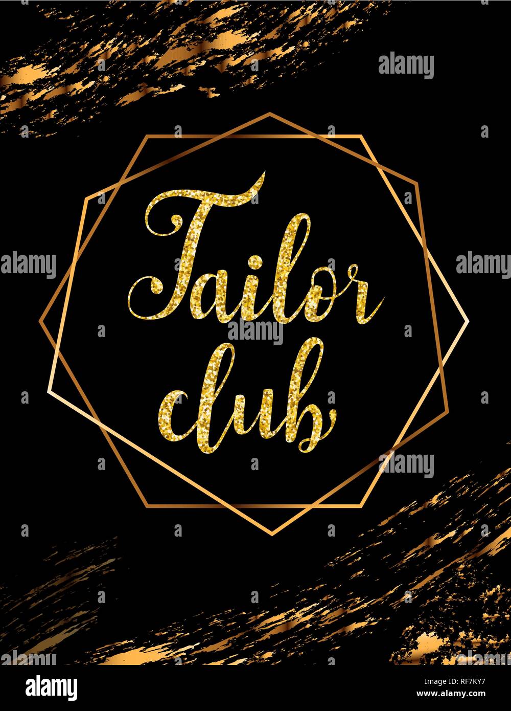 Fashion party vector poster with gold crystal glare headline, Tailor ...